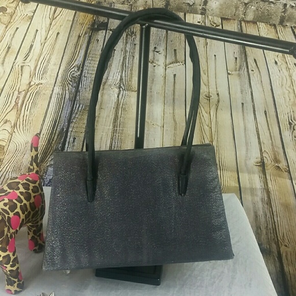 Vintage | Bags | Vtg Small Hard Box Bag Deep Navy With Silver Shimmer ...